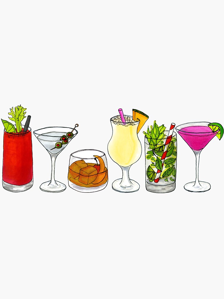 "Classic cocktail collection" Sticker for Sale by EBG-draws | Redbubble