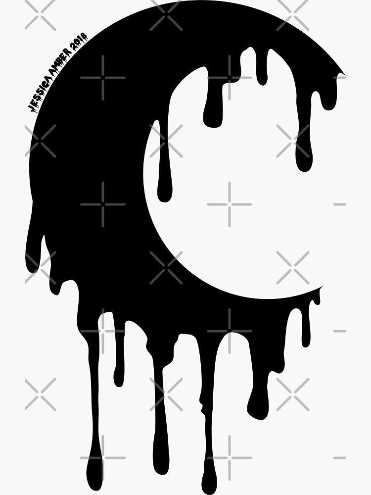 "Gothic Black Purple Dripping Crescent Moon Silhouette" Sticker for ...