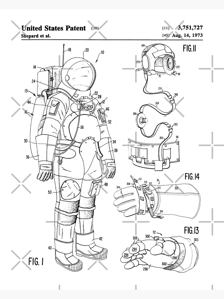 Nasa Apollo Space Suit Patent - Nasa Astronaut Art - Black And White ...