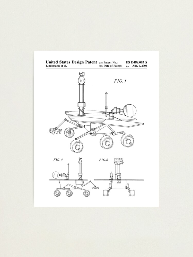 "Nasa Mars Rover Patent - Mars Exploration Rover Art - Black And White ...