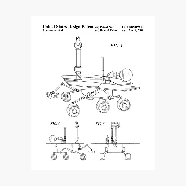 "Nasa Mars Rover Patent - Mars Exploration Rover Art - Black And White ...