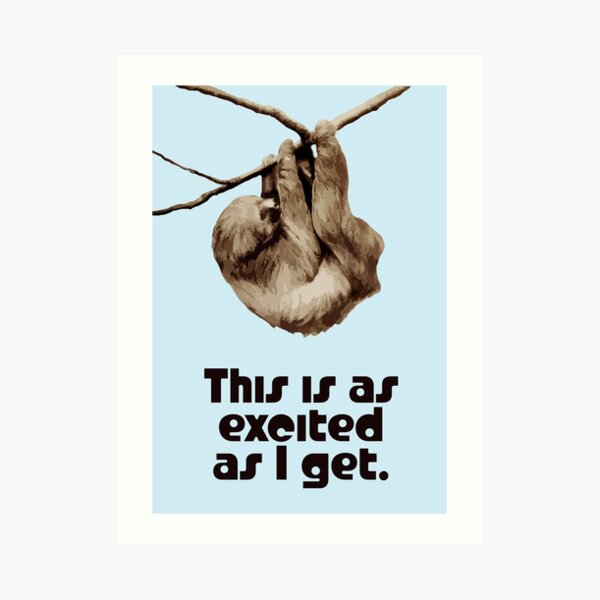 "Excited Sloth" Art Print by candhdesigns | Redbubble