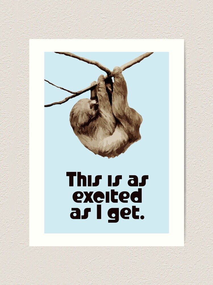 "Excited Sloth" Art Print by candhdesigns | Redbubble