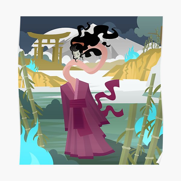 "japanese monster geisha long neck creature" Poster for Sale by ...