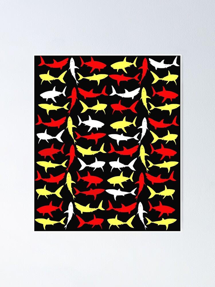 "Colorful sharks" Poster by dechap | Redbubble