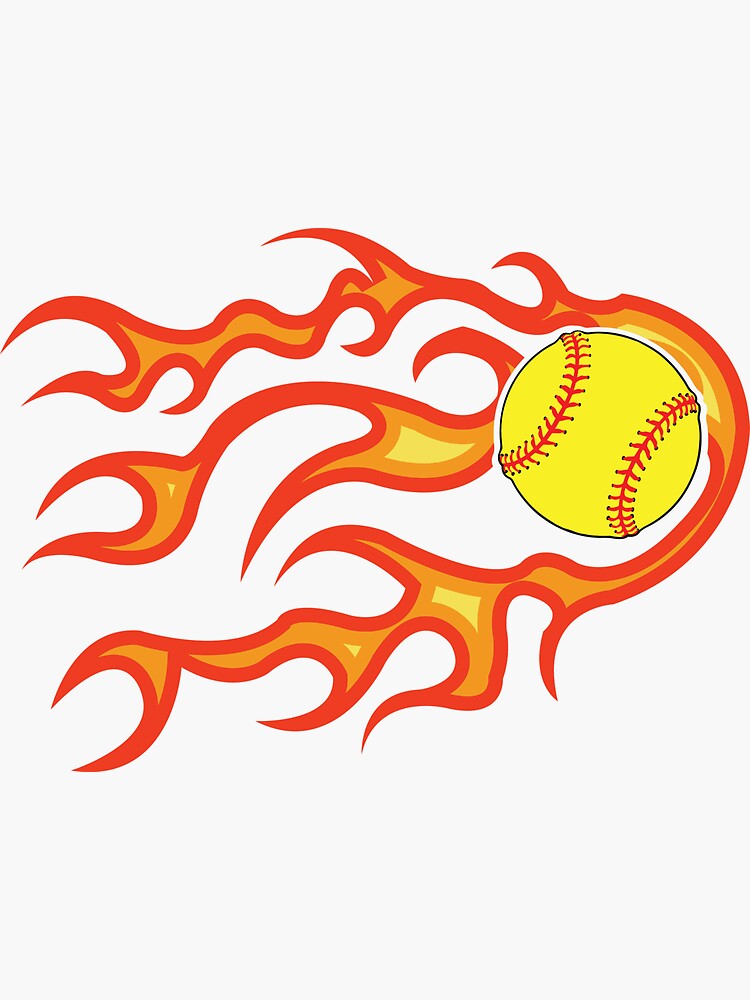 "Softball ball on fire" Sticker for Sale by PepaAnaRB | Redbubble