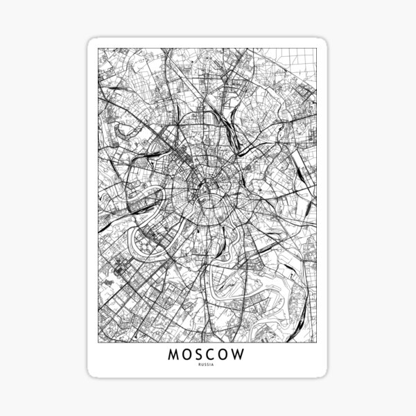 "Moscow White Map" Sticker by multiplicitymap | Redbubble