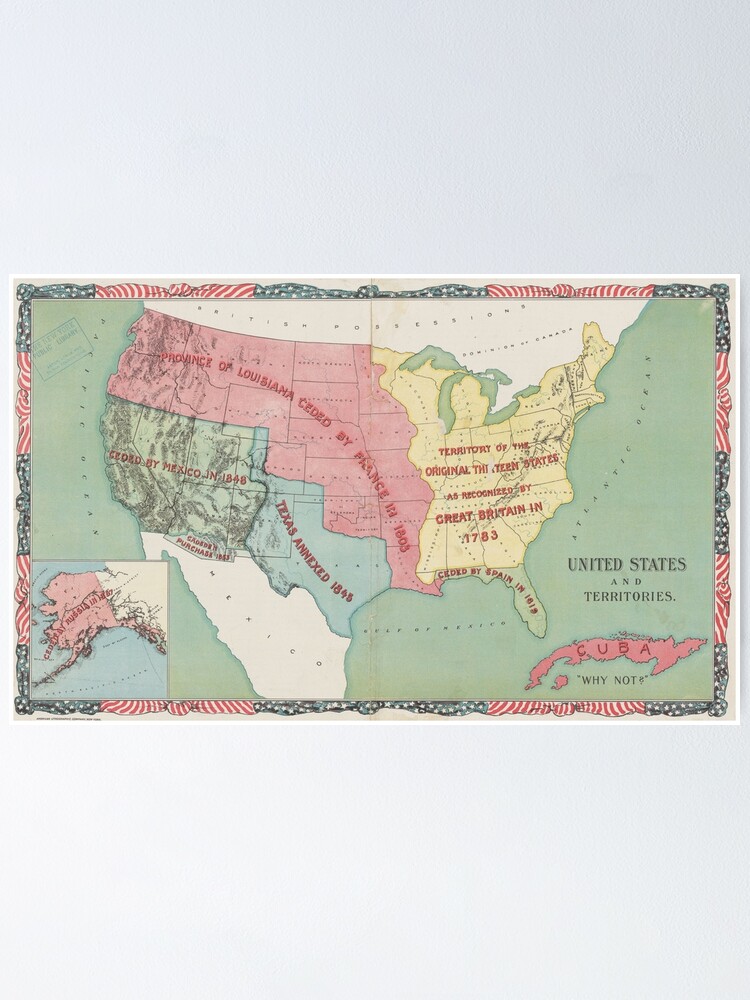 "Vintage United States Annexation Map (1898)" Poster for Sale by ...