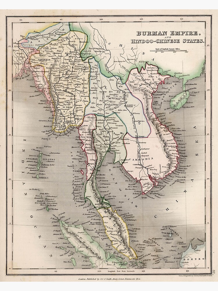 "Vintage Map of The Burmese Empire (1832)" Art Print for Sale by ...