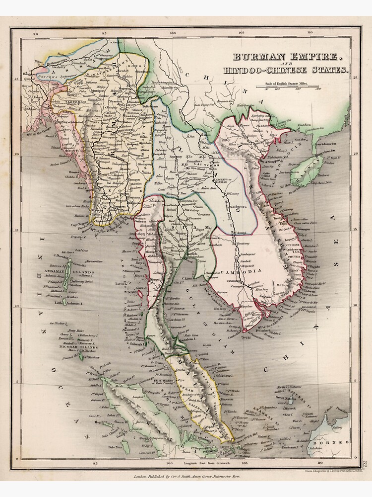 "Vintage Map of The Burmese Empire (1832)" Sticker for Sale by ...