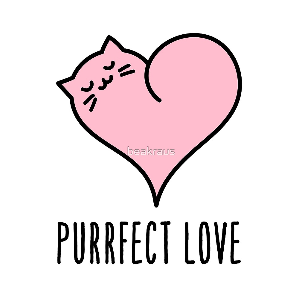 "Purrfect Love, Cute cat in pink heart" by beakraus | Redbubble