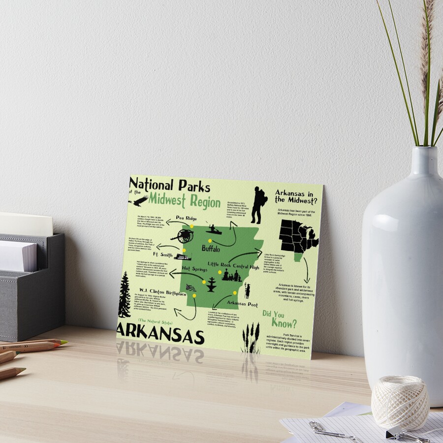 "Arkansas National Parks Infographic Map " Art Board Print by ...