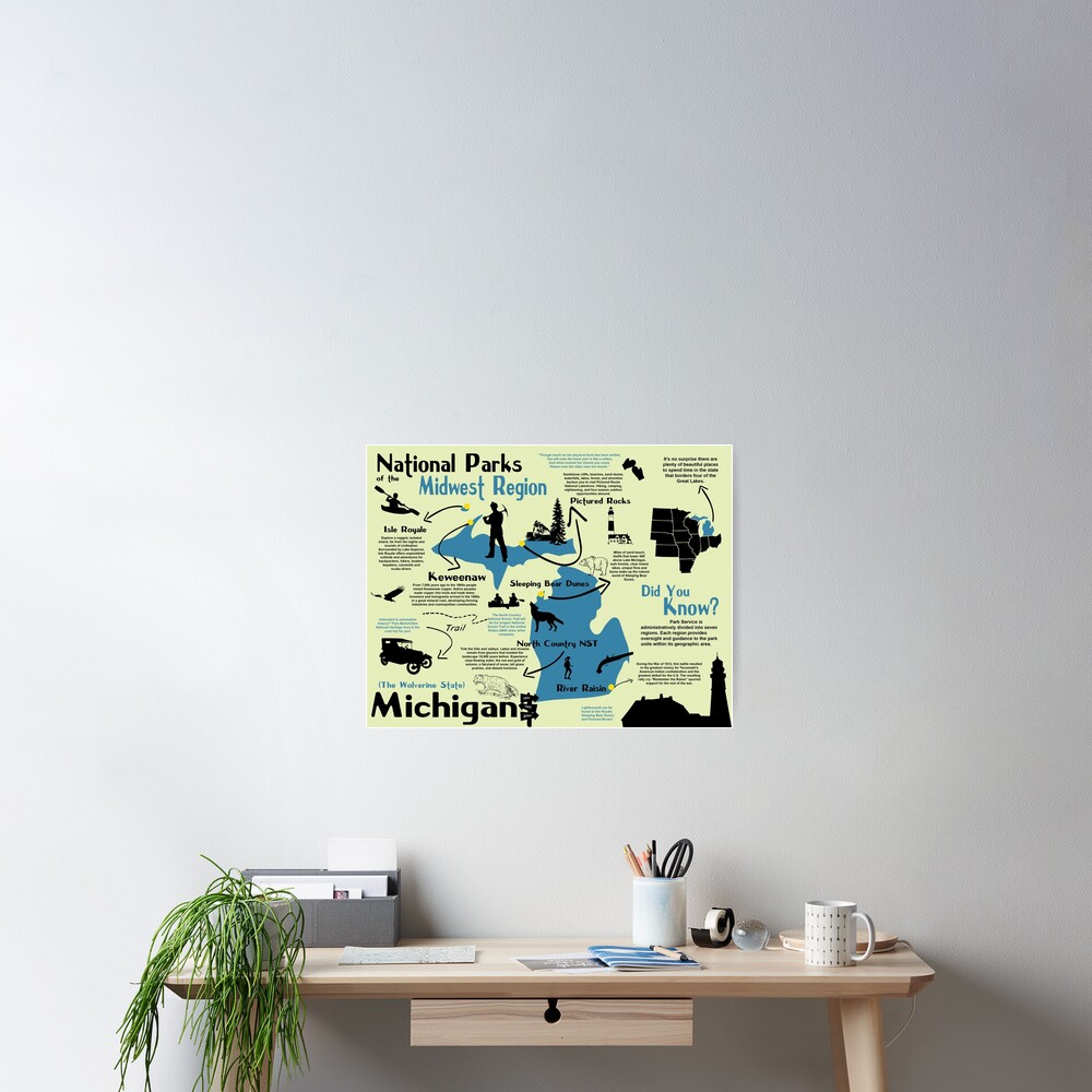 "Michigan National Parks Infographic Map " Poster by BravuraMedia ...