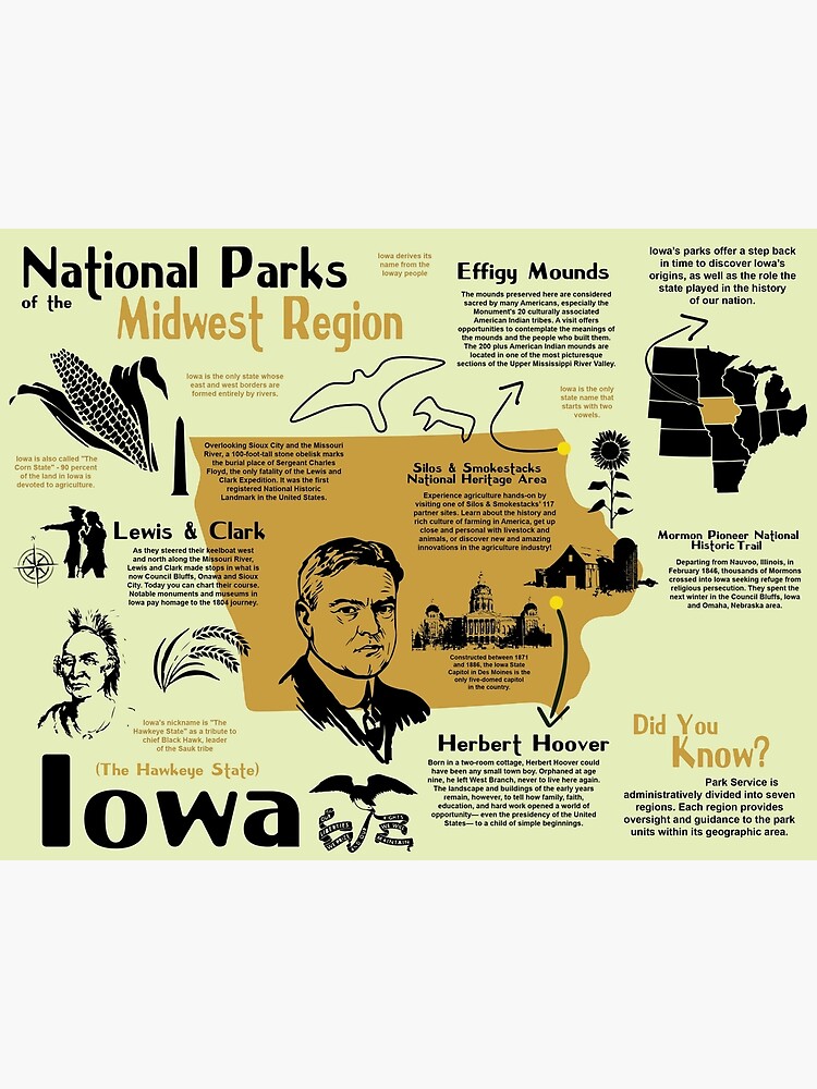 "Iowa National Parks Infographic Map" Poster for Sale by BravuraMedia ...