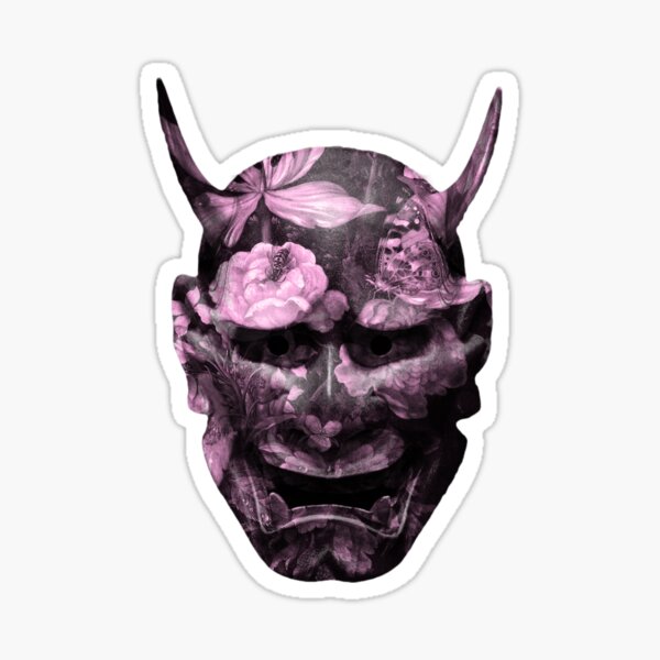 "Kabuki demon mask - Magenta" Sticker for Sale by EvilLeftHand | Redbubble