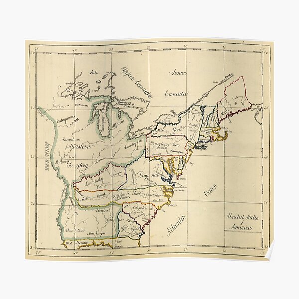 "Vintage Map of The United States (1810)" Poster for Sale by ...