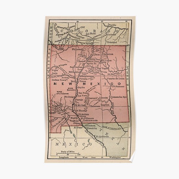 "Vintage Map of New Mexico (1880)" Poster for Sale by BravuraMedia ...
