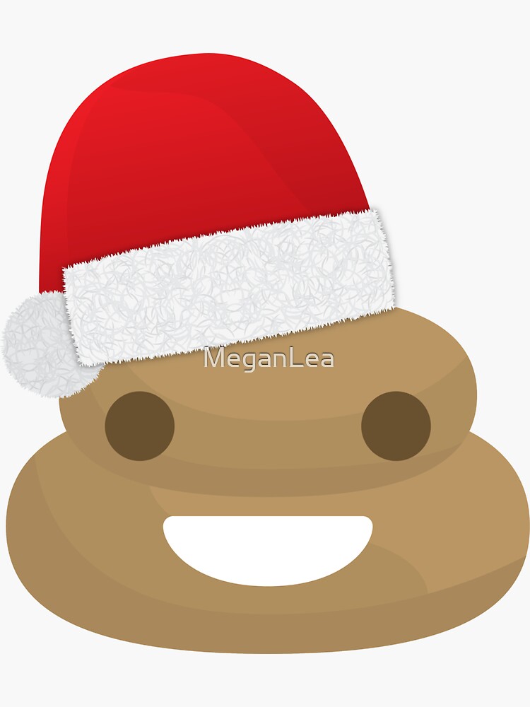 "Poop Emoji in a Santa Hat" Sticker for Sale by MeganLea | Redbubble