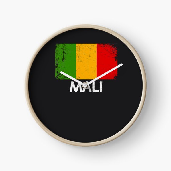"Malian Malinese Flag Design | Vintage Made In Mali Gift" Clock for ...
