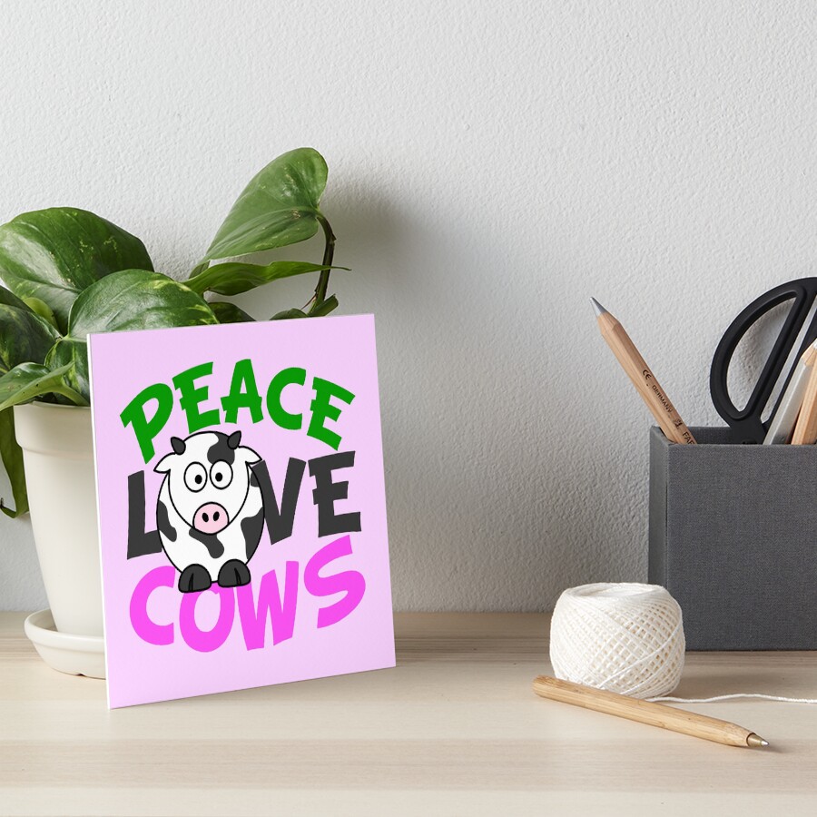 "Peace Love Cows Cute Cow" Art Board Print by elishamarie28 | Redbubble