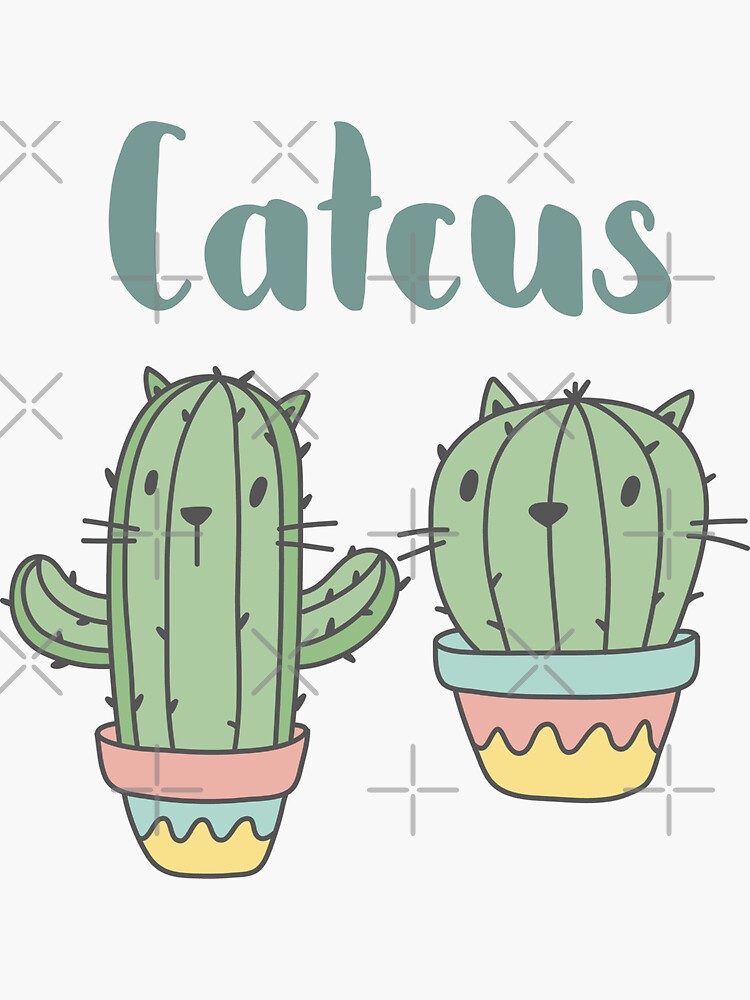"Cats And Cactus - Catcus!" Sticker by madtoyman | Redbubble