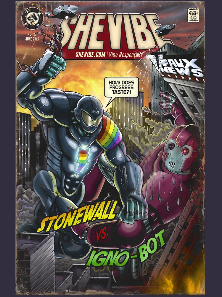 "SheVibe Presents Stonewall Vs. Igno-bot Cover Art" T-shirt for Sale by ...