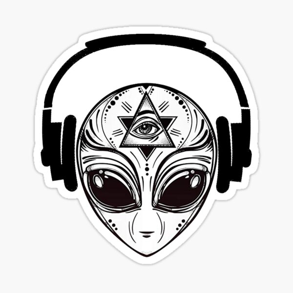 "alien dj " Sticker by ejmin | Redbubble