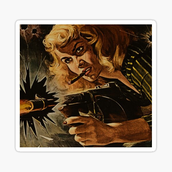 "Vintage Tommy Gun Pin-Up Girl" Sticker by knightsydesign | Redbubble