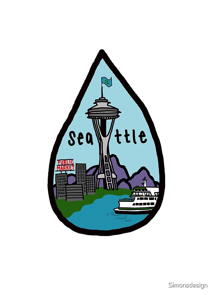 "seattle rain drop" by Simonsdesign | Redbubble