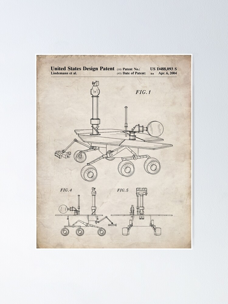 "Nasa Mars Rover Patent - Mars Exploration Rover Art - Antique" Poster ...
