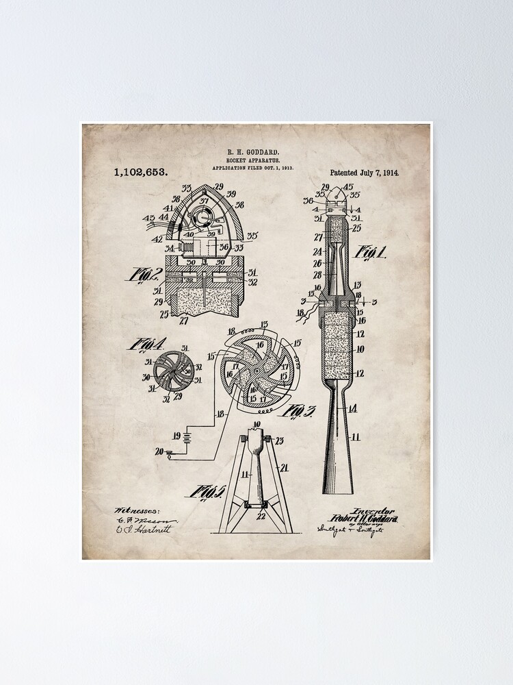 "Rocket Ship Patent - Nasa Rocketship Art - Antique" Poster for Sale by ...