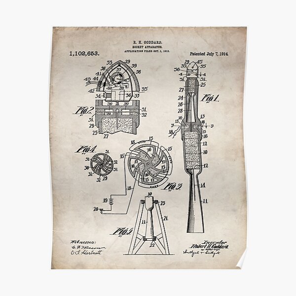 "Rocket Ship Patent - Nasa Rocketship Art - Antique" Poster for Sale by ...