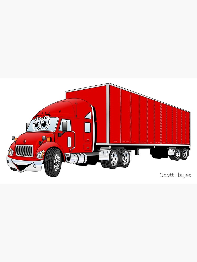 "Semi Truck Red Trailer Cartoon" Poster by Graphxpro | Redbubble