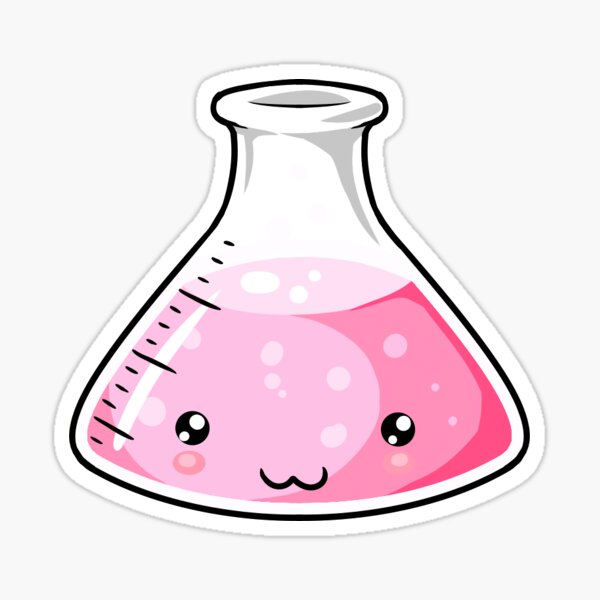 "Pale Pink Science Beaker Kawaii" Sticker for Sale by karspaul | Redbubble