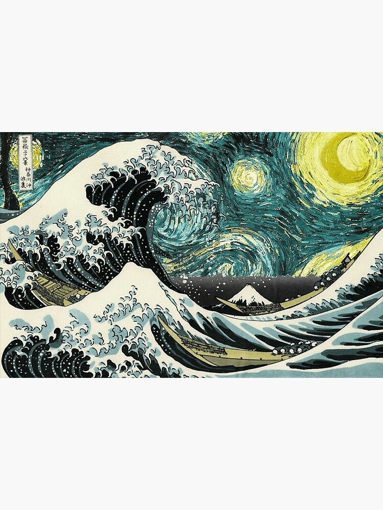 " The Great Wave Hokusai - Starry Night Van Gogh " Sticker for Sale by ...