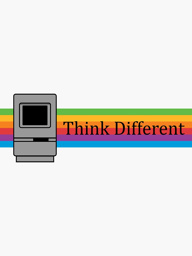 "Think Different, Macintosh" Sticker by NicolasDesign86 | Redbubble