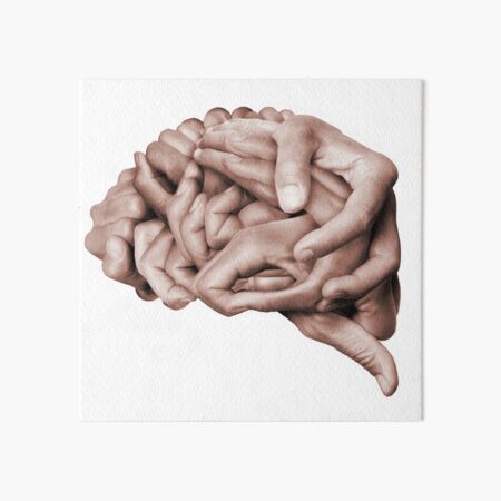 "Human brain made with hands, different hands are wrapped together to ...