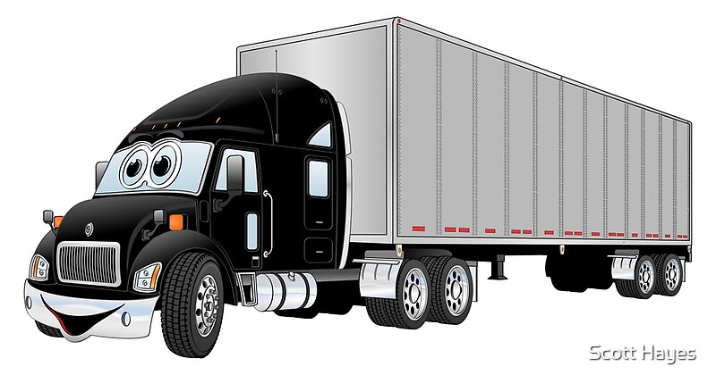 «Black Semi Truck Silver Trailer de dibujos animados» de Scott Hayes ...