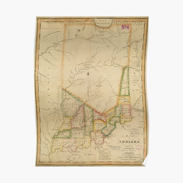 "Vintage Map of Indiana (1817)" Poster for Sale by BravuraMedia | Redbubble