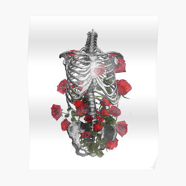 "Red roses and human Anatomy, rib cage, floral skeleton" Poster for ...