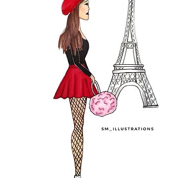 "Paris Girl Drawing - Leaving Paris Fashion art print" Spiral Notebook ...
