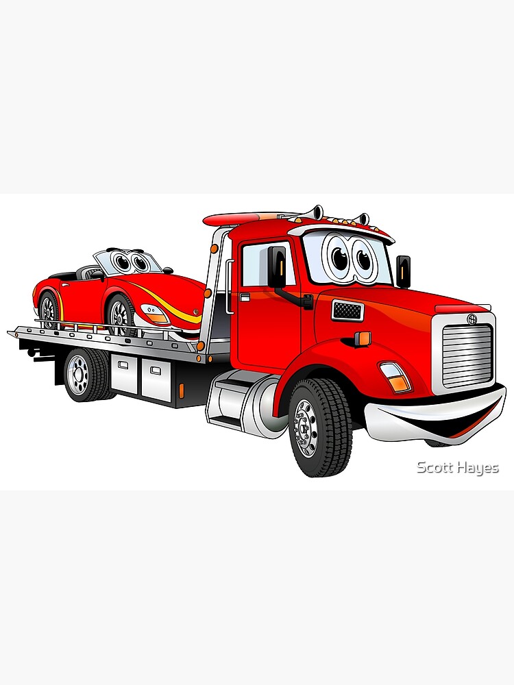 "Red Towing Truck Cartoon" Poster for Sale by Graphxpro | Redbubble
