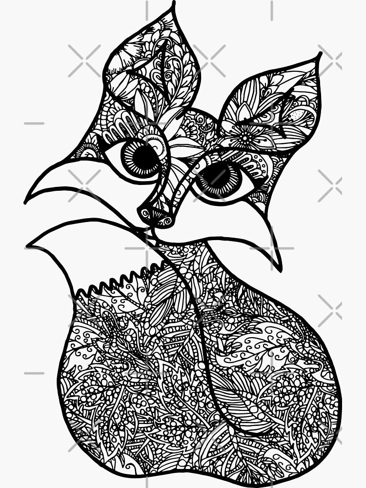 "Fox Zentangle" Sticker for Sale by ElviraDraat | Redbubble