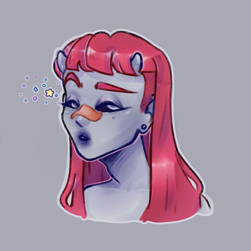 "Pink Haired Demon Girl" by sanichique | Redbubble