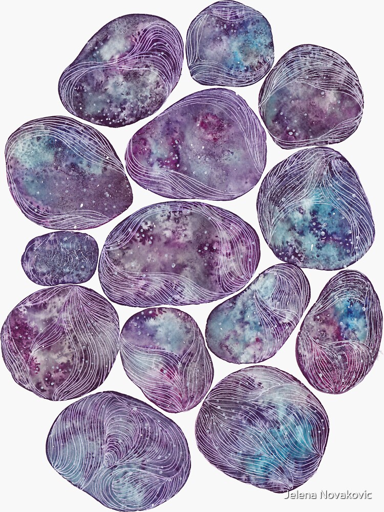 "Violet watercolor beach pebbles" Sticker for Sale by jelenanovakovic ...