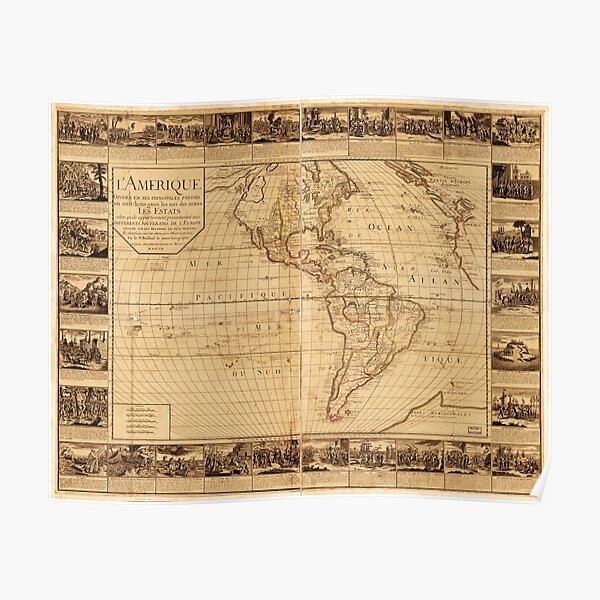 "Map of North and South America (1752)" Poster by allhistory | Redbubble