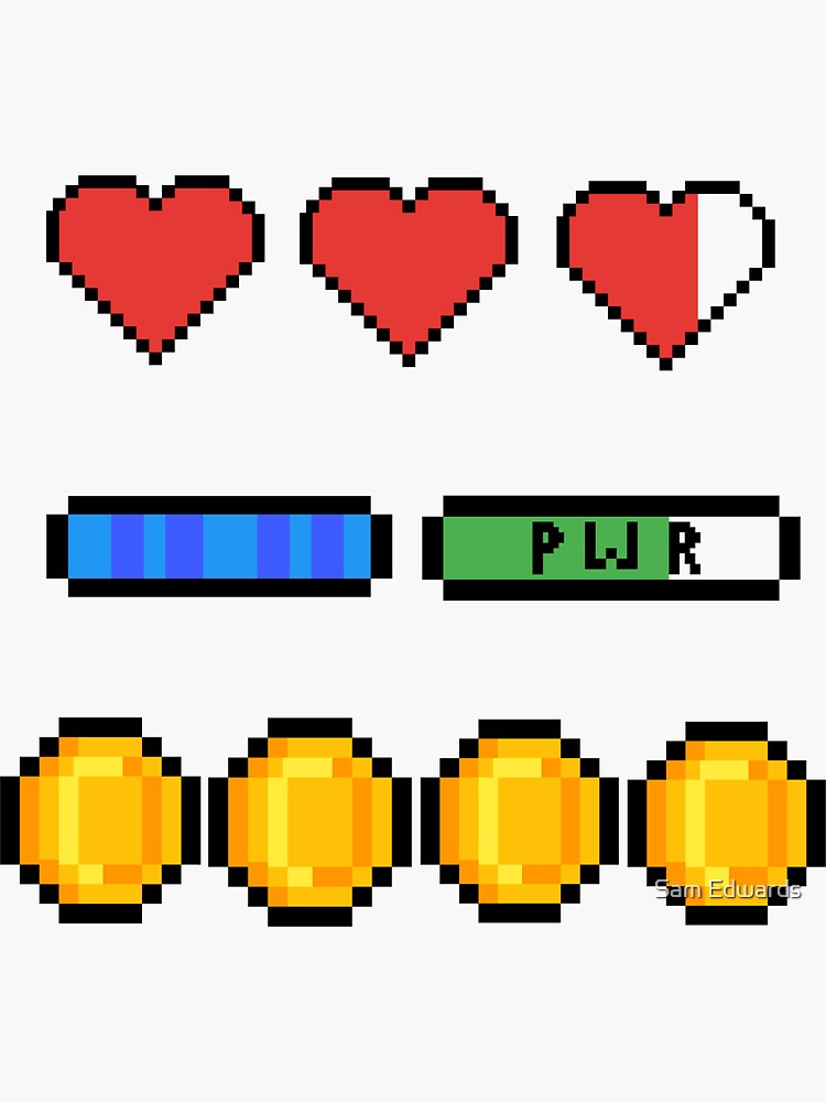 "8-Bit Video Game Stats" Sticker by DabblerCreative | Redbubble