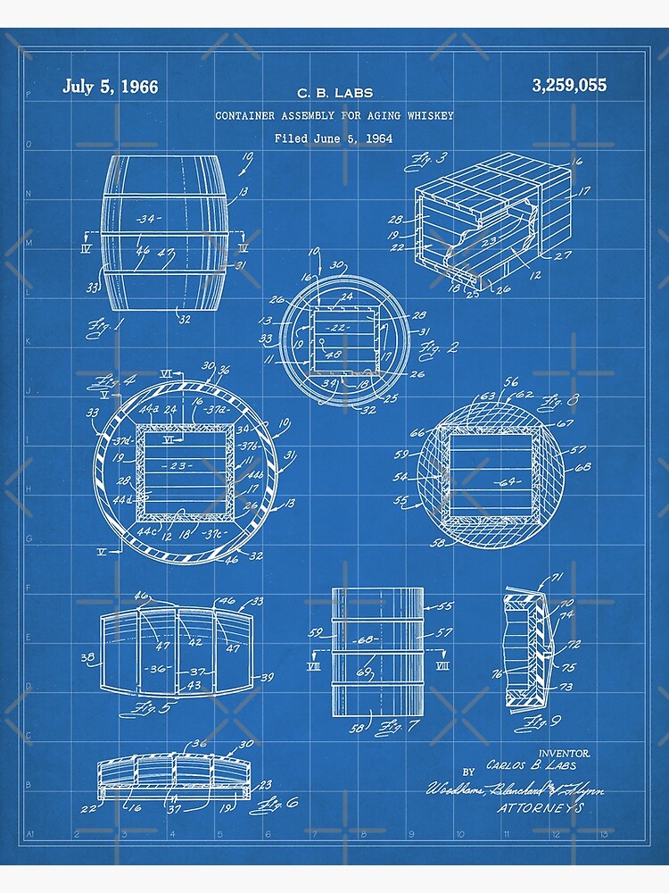 "Whisky Barrel Patent - Whisky Art - Blueprint" Poster for Sale by ...