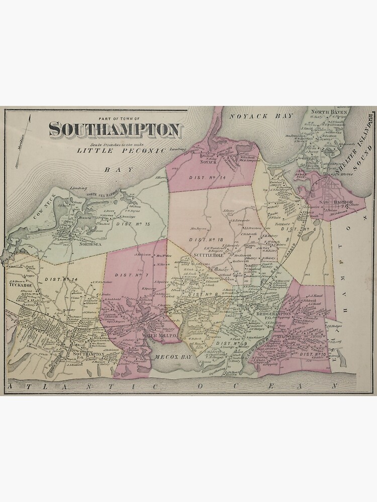 "Vintage Map of Southampton NY (1873)" Photographic Print for Sale by ...