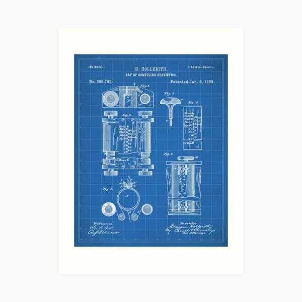 "First Computer Patent - Technology Art - Blueprint" Art Print by ...